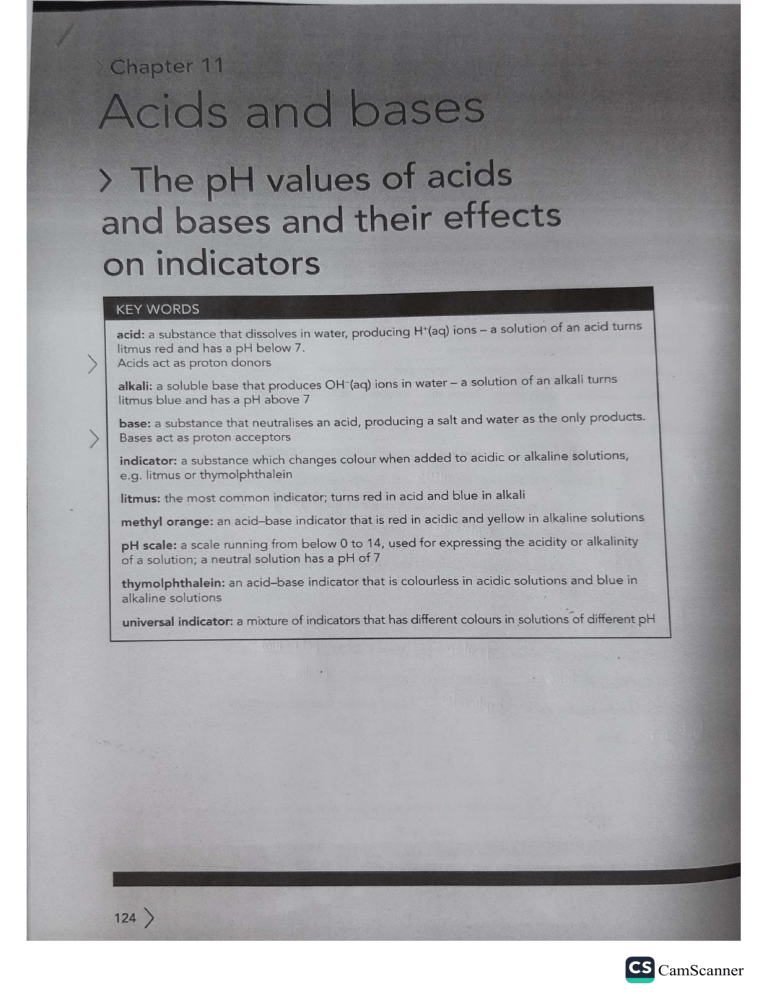 Acids and Bases: pH Values & Indicator Effects - Chemistry Keywords