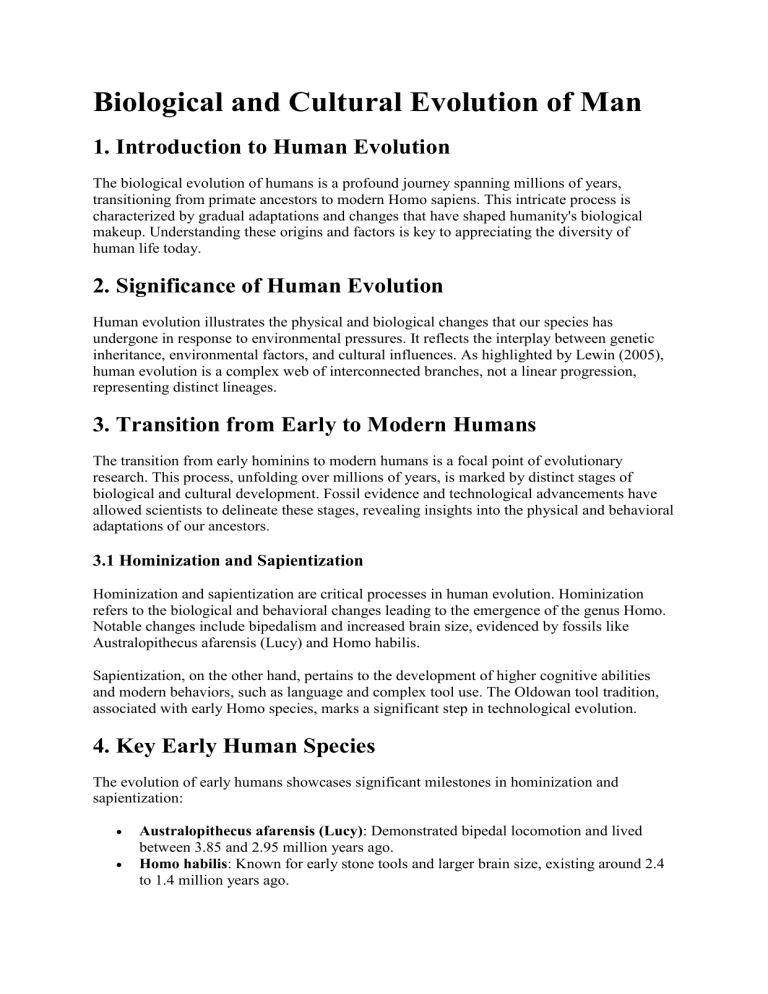 Human Evolution: Biological & Cultural Journey from Primates to Homo ...
