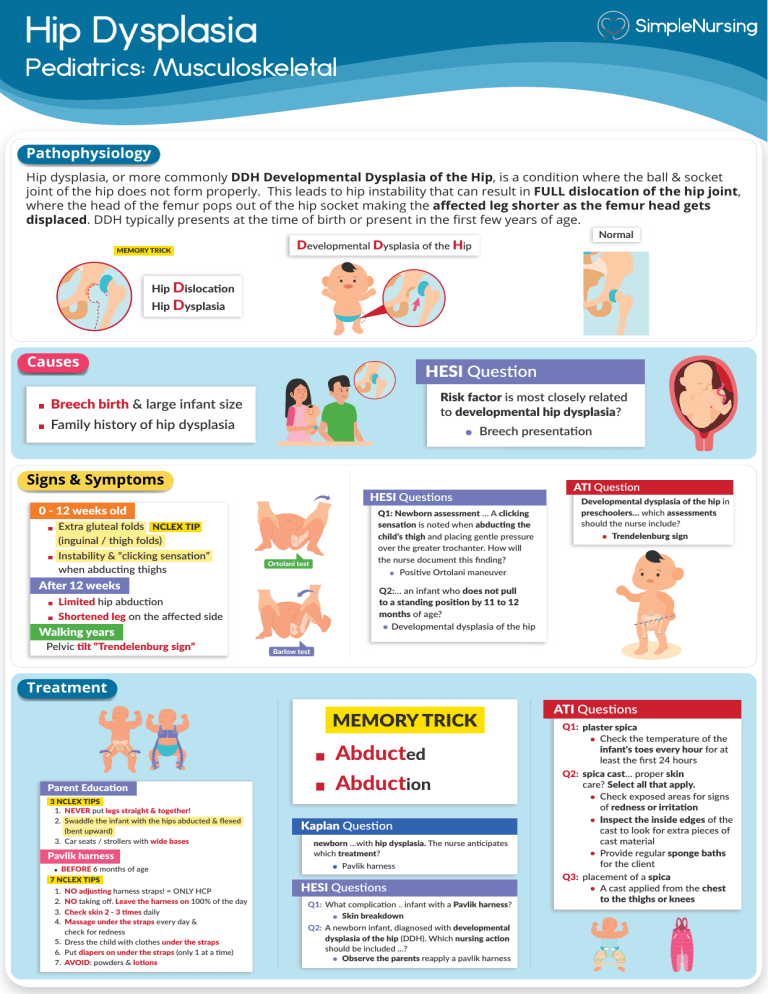 Hip Dysplasia: Pediatrics Cheat Sheet for Nursing Students