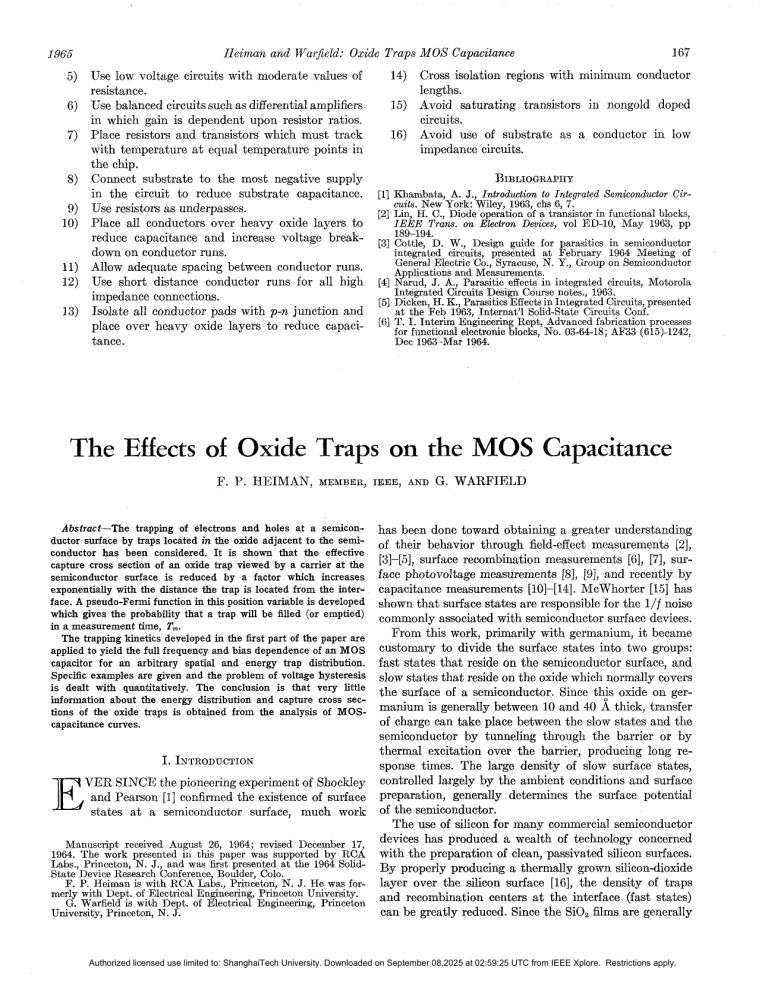 Oxide Traps & MOS Capacitance: Analysis of Semiconductor Surface Effects