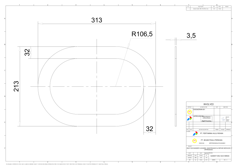Gasket DDU GS-5 MINAS Technical Drawing