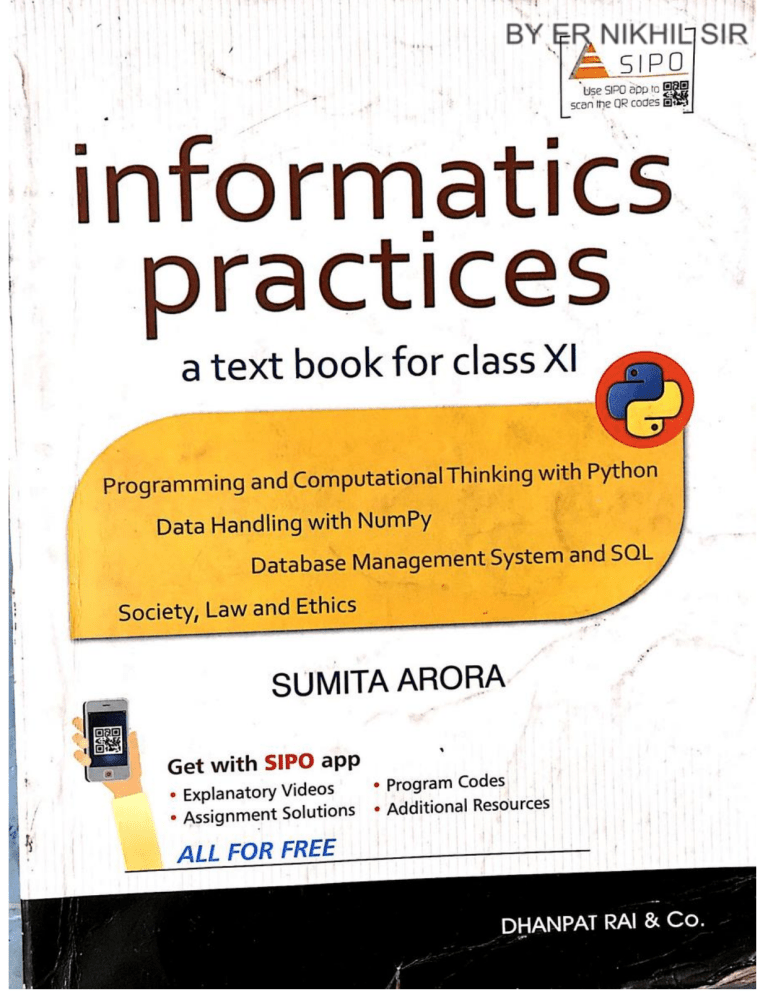 Informatics Practices Class XI Textbook