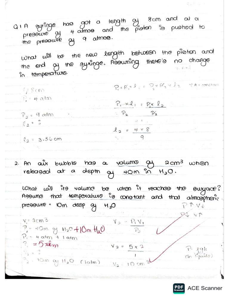 Physics Problems: Boyle's Law & Hydrostatic Pressure Solutions