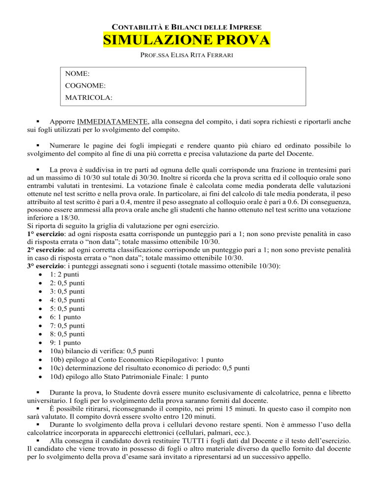 SIMULAZIONE FINALE