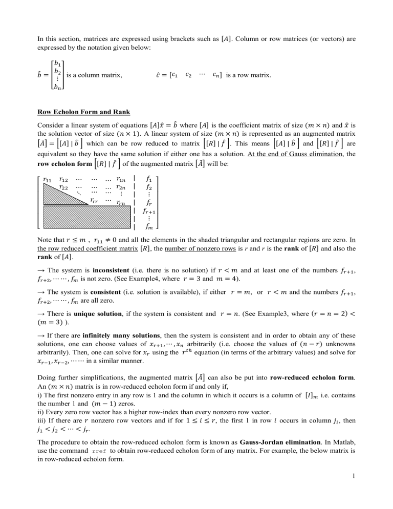 Linear Algebra: Matrices, Rank, Row Echelon Form & System Solutions