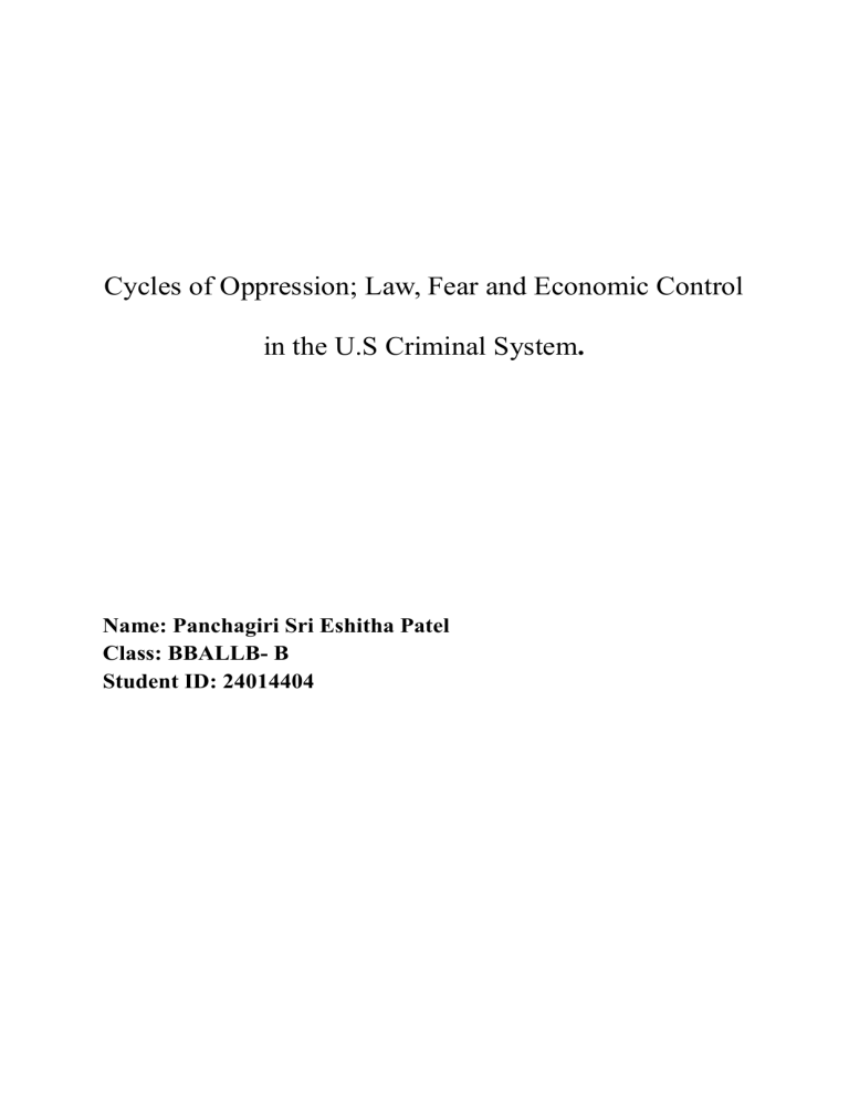 Oppression Cycles: Law, Fear, and Control in U.S. Criminal System