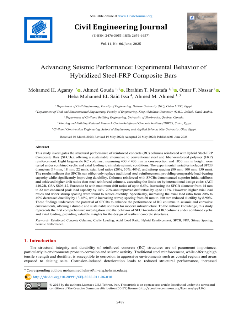 Seismic Performance of Hybrid Steel-FRP Reinforced Concrete Columns