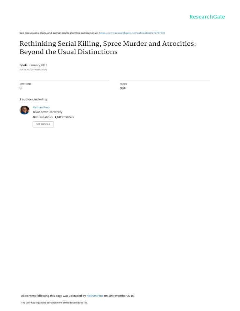 Rethinking Serial Murder, Spree Killing, and Atrocities: Beyond ...