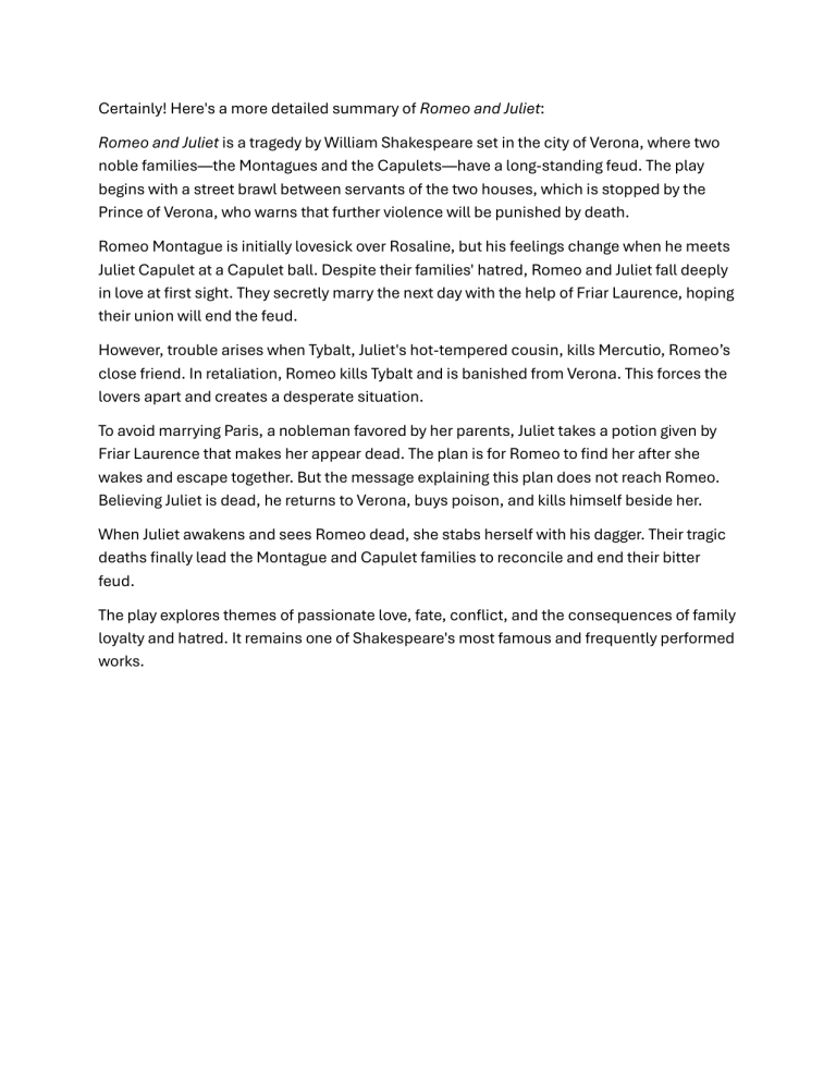 Romeo and Juliet Summary: Plot, Characters, Themes & Analysis