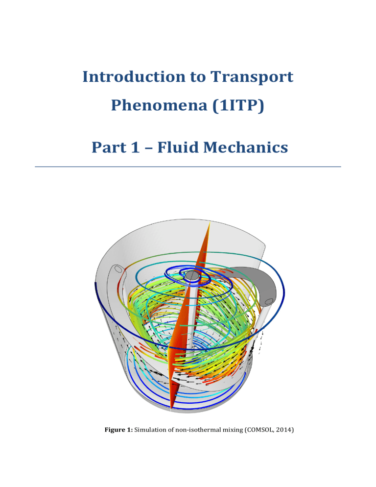 Fluid Mechanics Introduction: Transport Phenomena (1ITP)