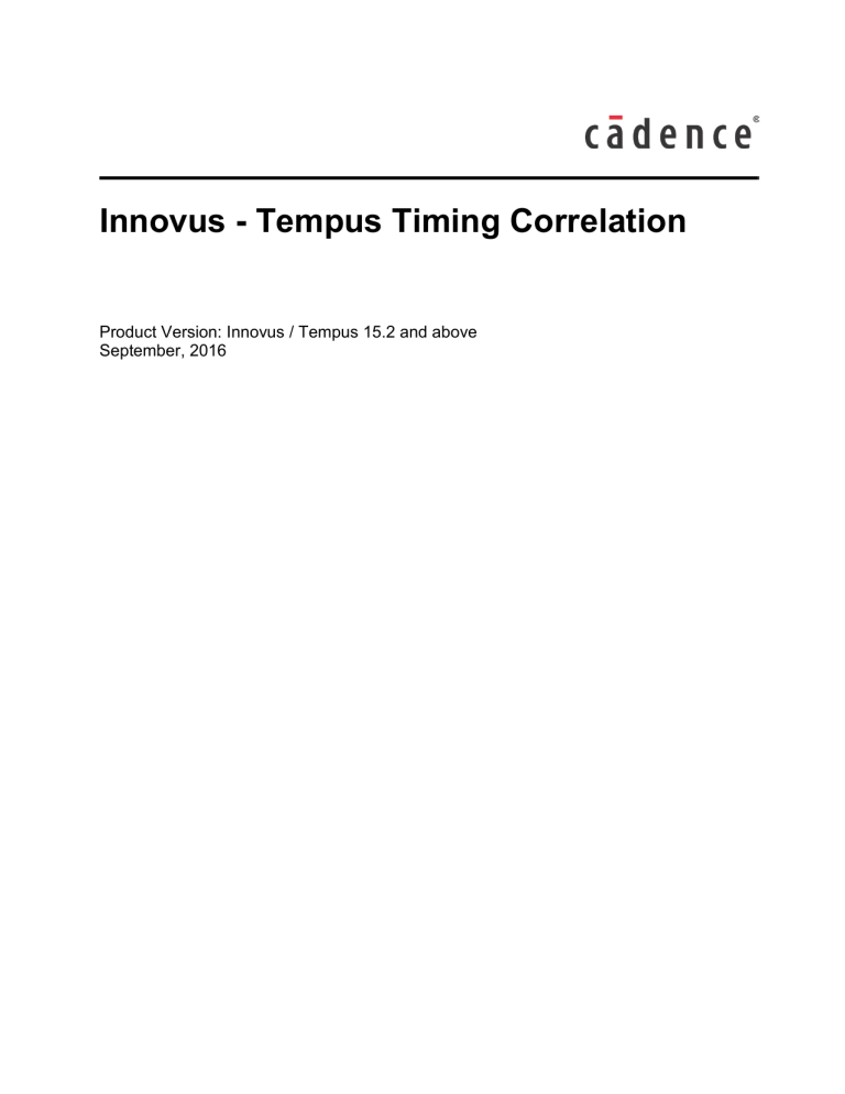 Innovus Tempus Timing Correlation Guide | Cadence EDA