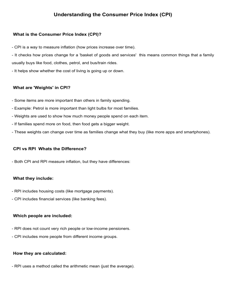 Understanding CPI & RPI: Inflation, Weights, and Calculation Explained