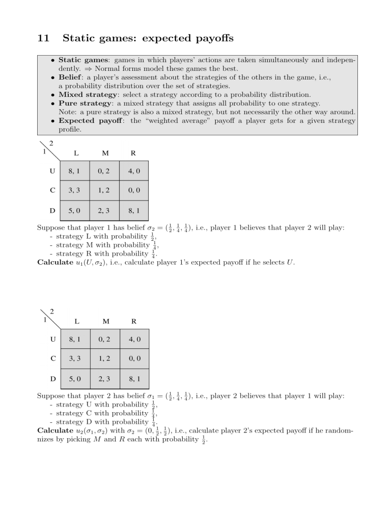 Game Theory Concepts: Static & Dynamic Games, Nash Equilibrium