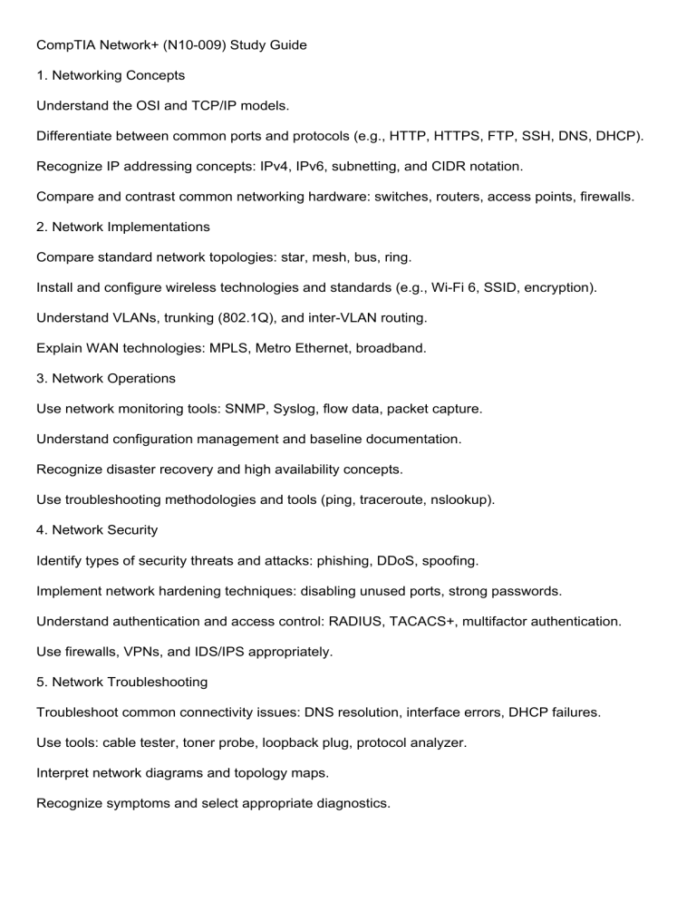CompTIA Network+ (N10-009) Study Guide | Networking Certification
