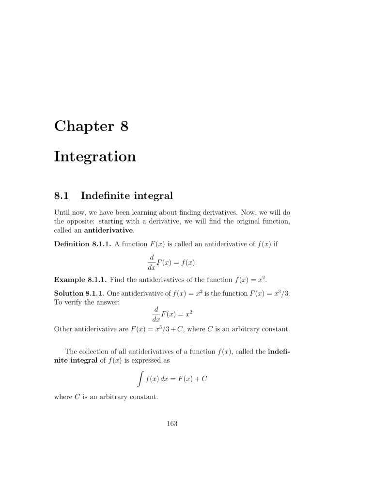 Integration: Indefinite Integrals, Antiderivatives & Substitution Rule