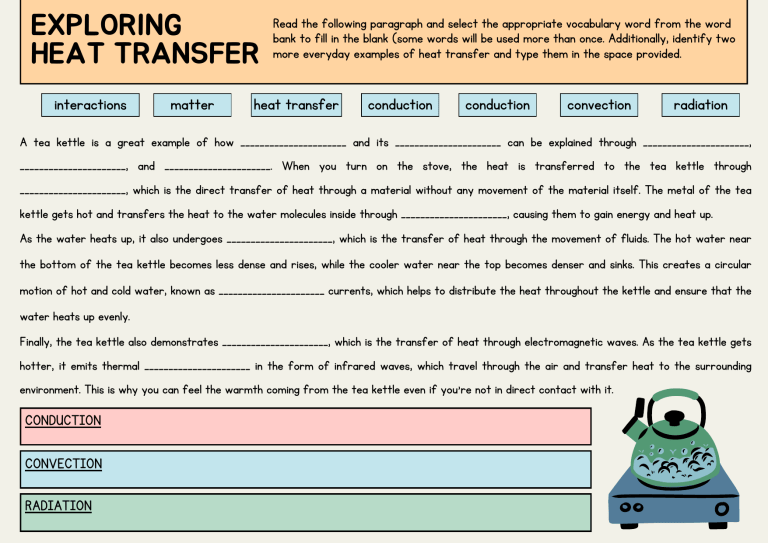 Exploring Heat Transfer: Conduction, Convection, Radiation Worksheet