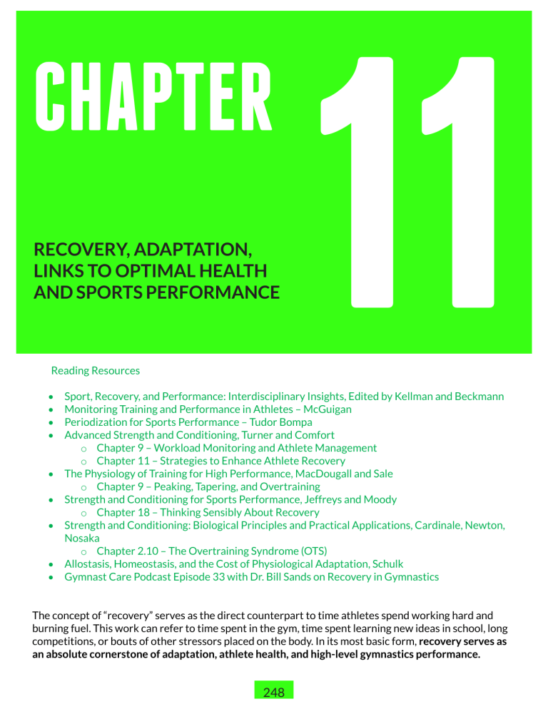 Recovery & Adaptation for Optimal Health & Sports Performance in Gymnastics