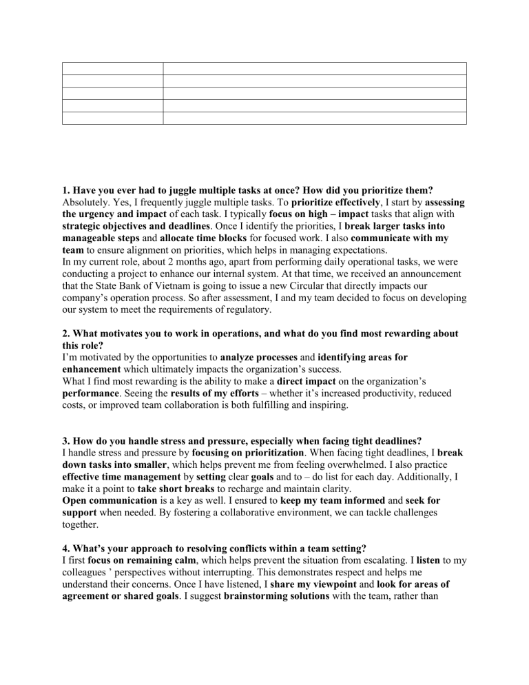 Operations Officer Interview Questions & Answers Guide