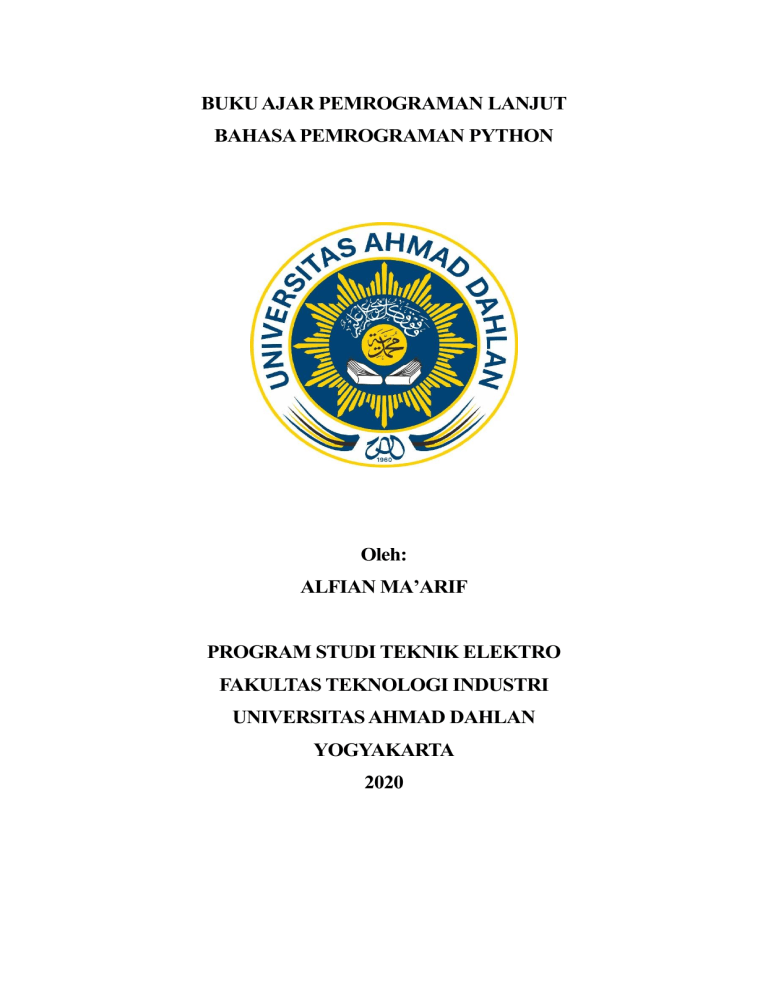 Buku Ajar Pemrograman Lanjut Python: Variabel, Tipe Data, String