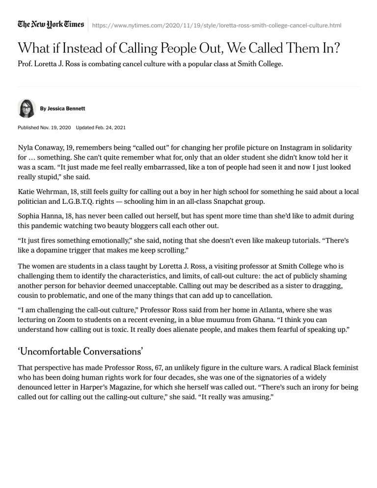 Calling In vs. Calling Out: Loretta J. Ross on Cancel Culture