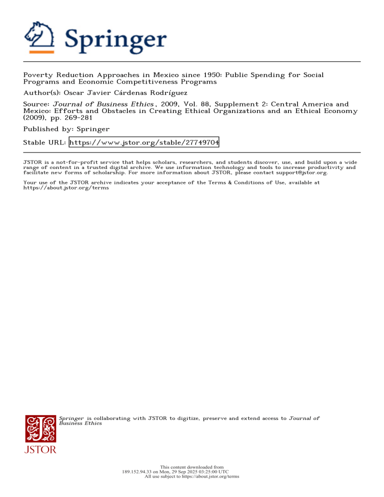 Mexico Poverty Reduction: Public Spending & Economic Competitiveness ...