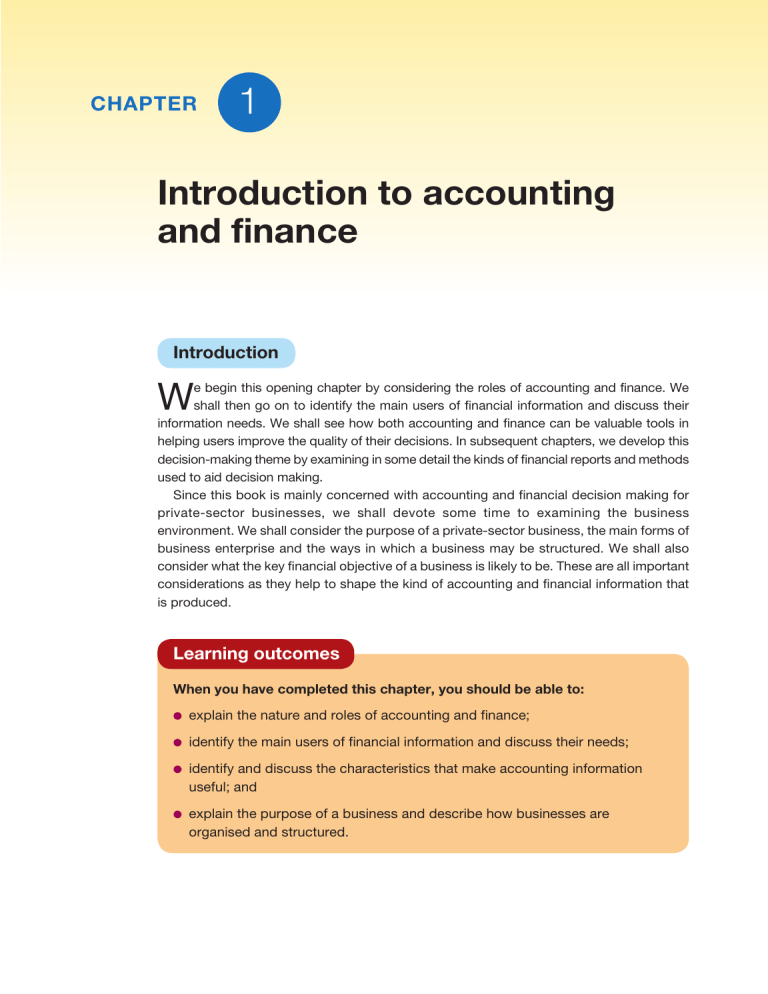 Accounting & Finance Introduction: Roles, Users, Objectives