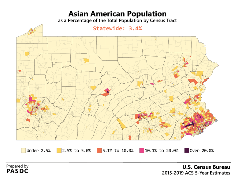 Asian American Population Map by Census Tract