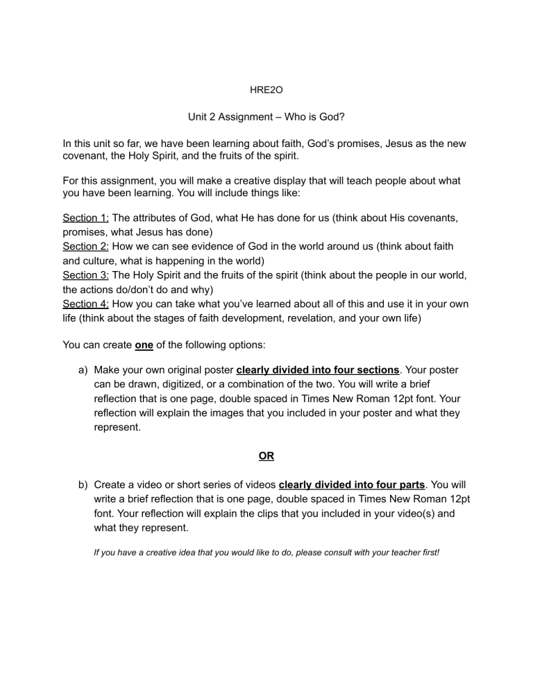 Who is God? Religious Education Assignment