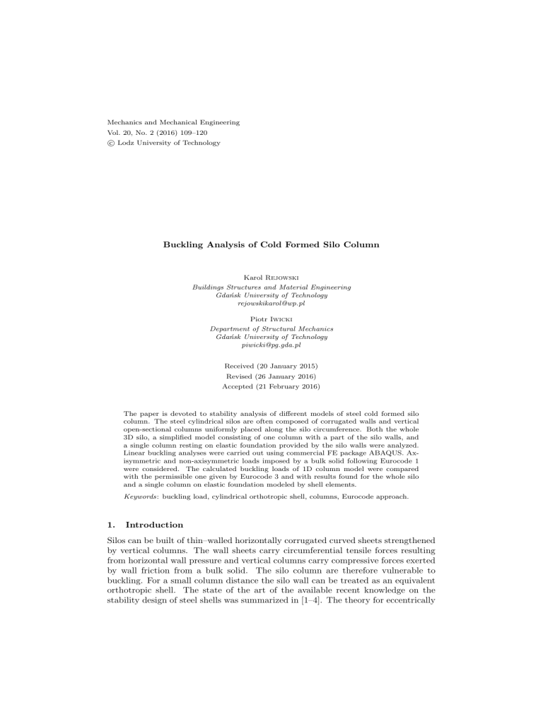 Buckling Analysis of Cold Formed Silo Column | FEA & Eurocode