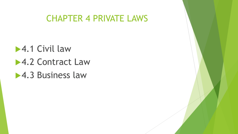 Private Law: Civil, Contract, & Business Law Overview
