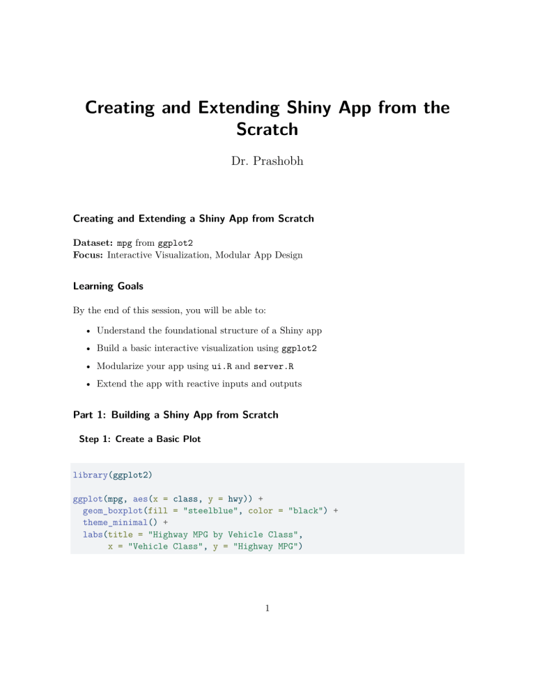 Creating Shiny Apps: Interactive Visualization with R