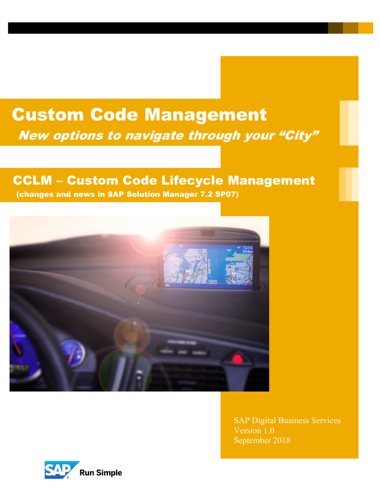 CCLM Custom Code Lifecycle Management in SAP Solution Manager 7.2 SP07