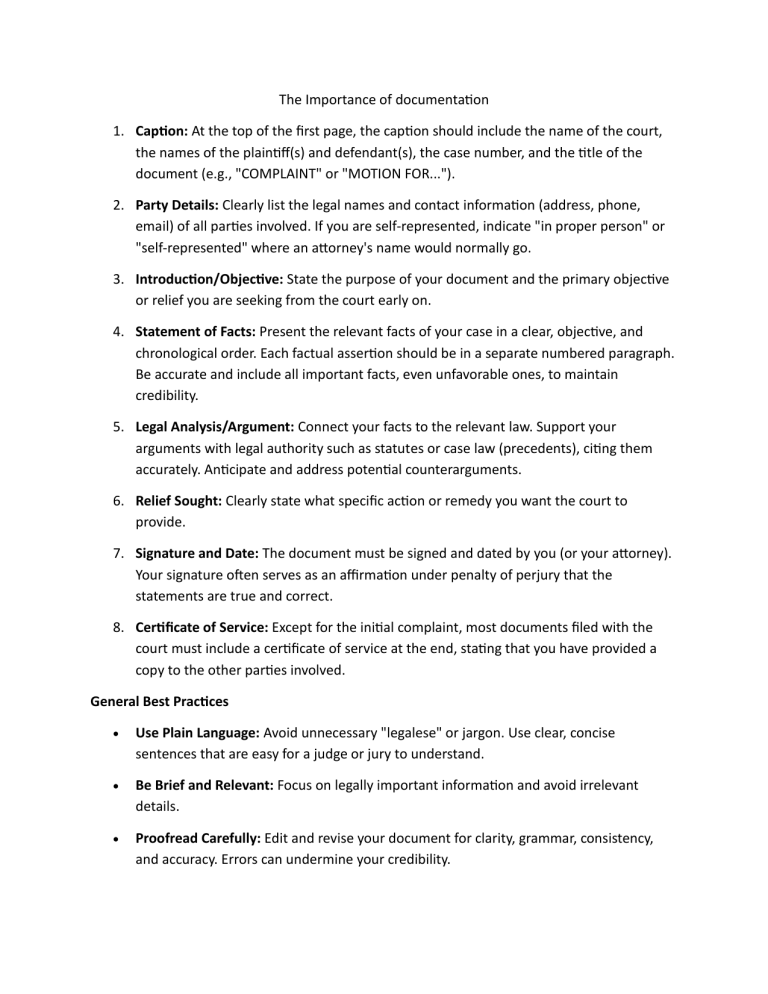 Legal Documentation Guide: Key Elements & Best Practices