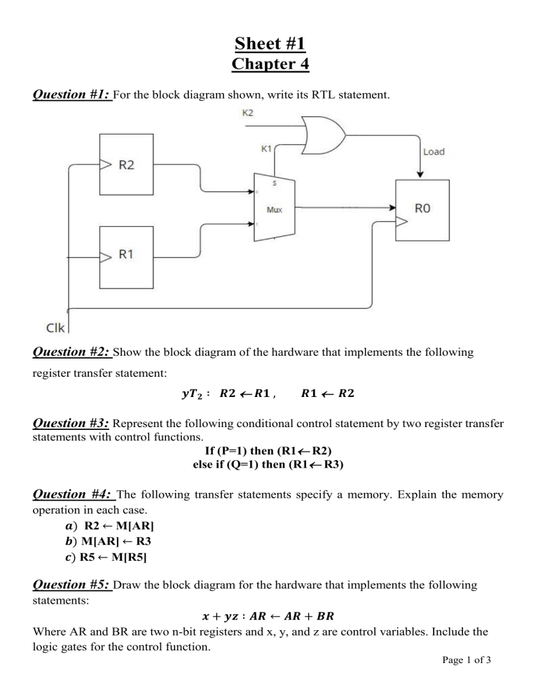 Digital Logic & Computer Organization: RTL, Memory, Arithmetic Questions