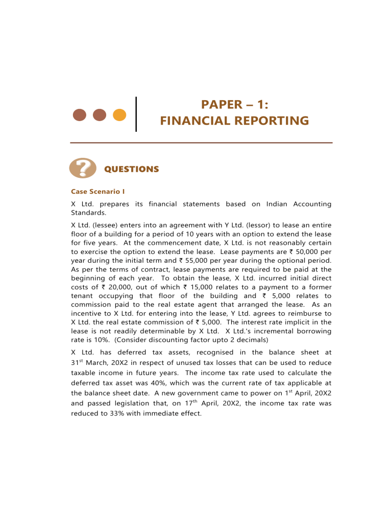Financial Reporting: Ind AS Revision Test Paper