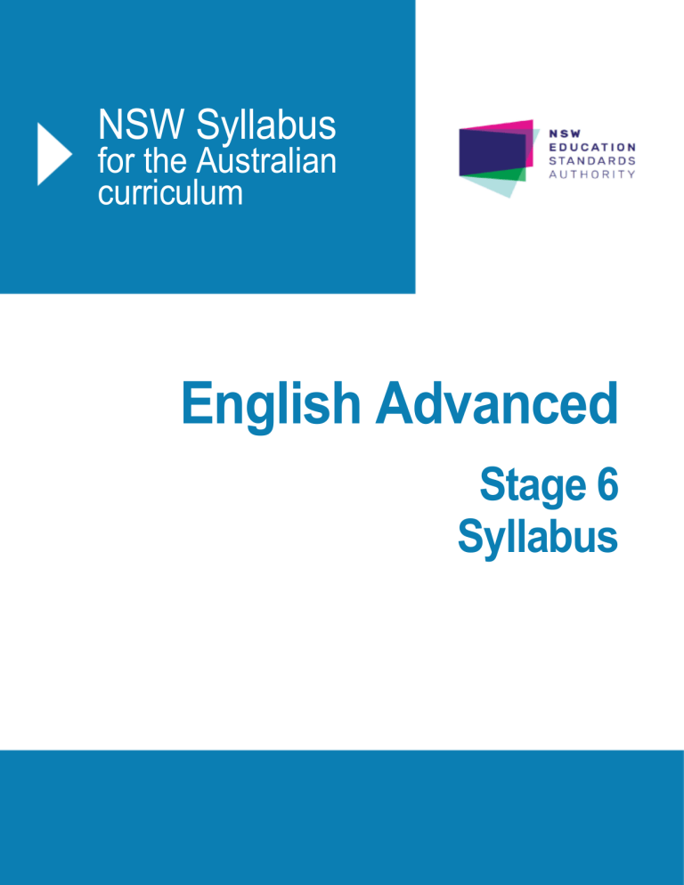 NSW English Advanced Stage 6 Syllabus