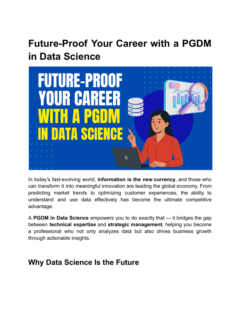 PGDM in Data Science: Future-Proof Your Career