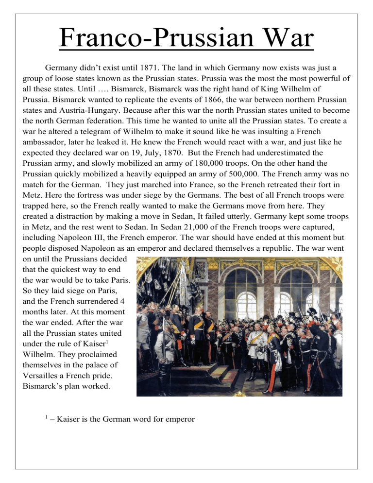 Franco-Prussian War & WWI Origins: Germany, Alliances, Soldier Life