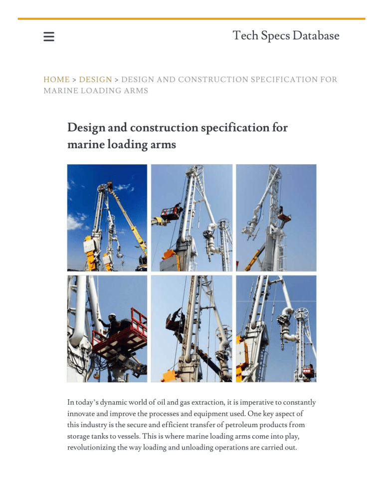 Marine Loading Arms: Design & Construction Specification