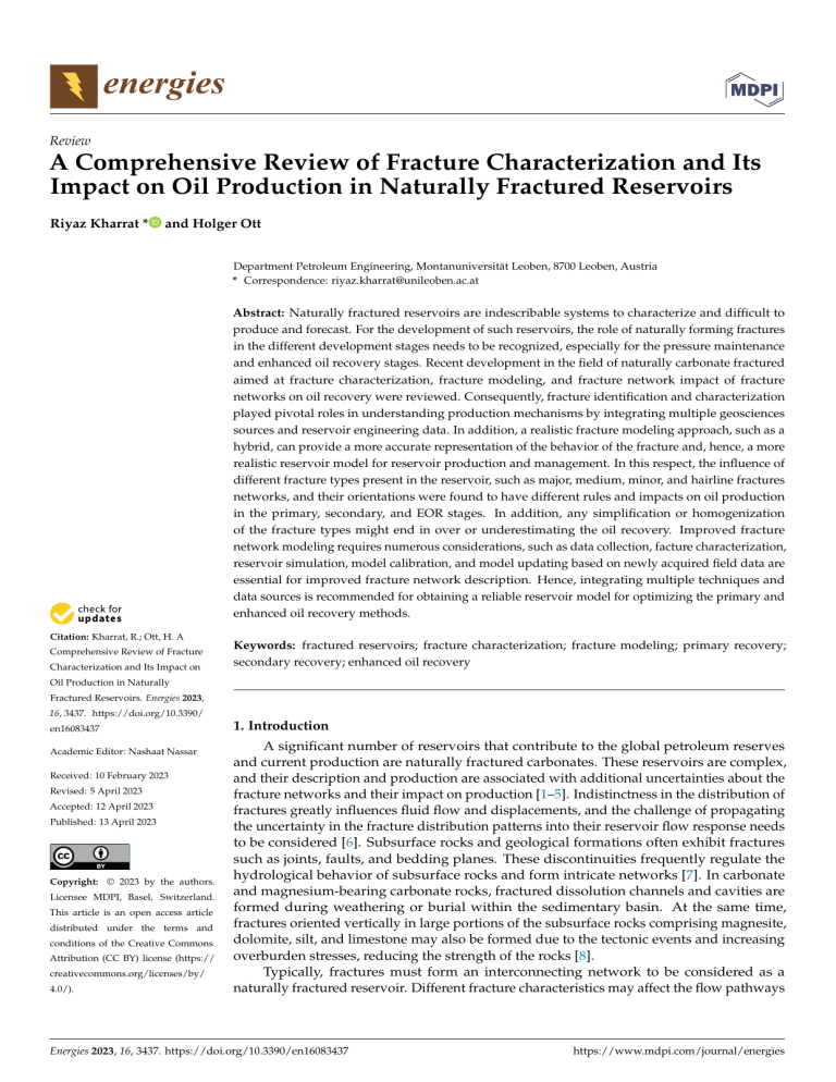 Fracture Characterization in Oil Reservoirs: A Review