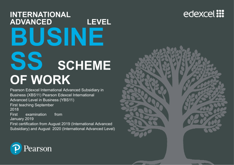Edexcel IAL Business Scheme of Work (XBS11/YBS11) - 2018-2020