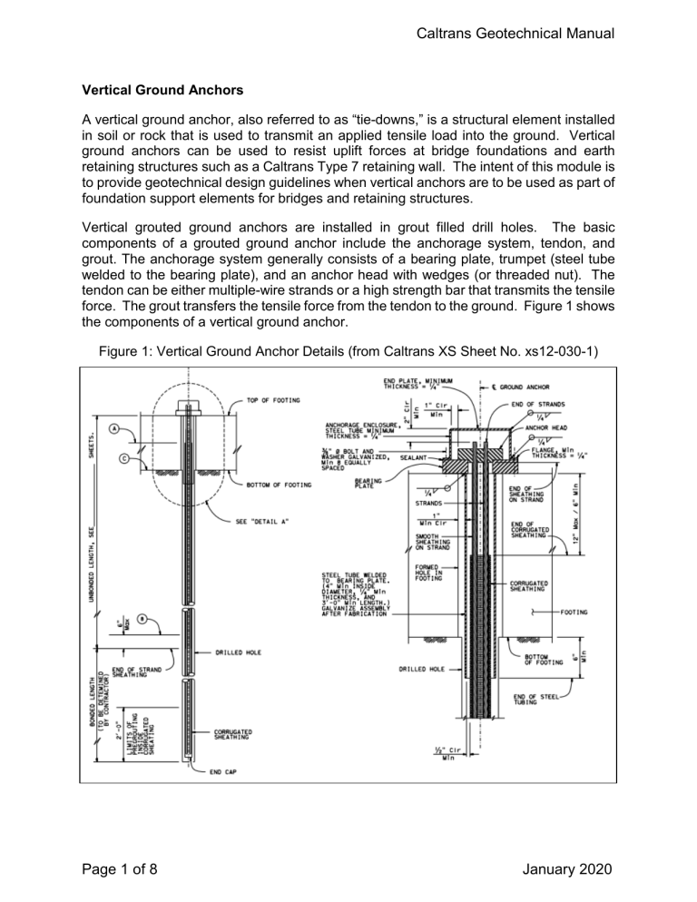 Caltrans Geotechnical Manual: Vertical Ground Anchors Design Guidelines
