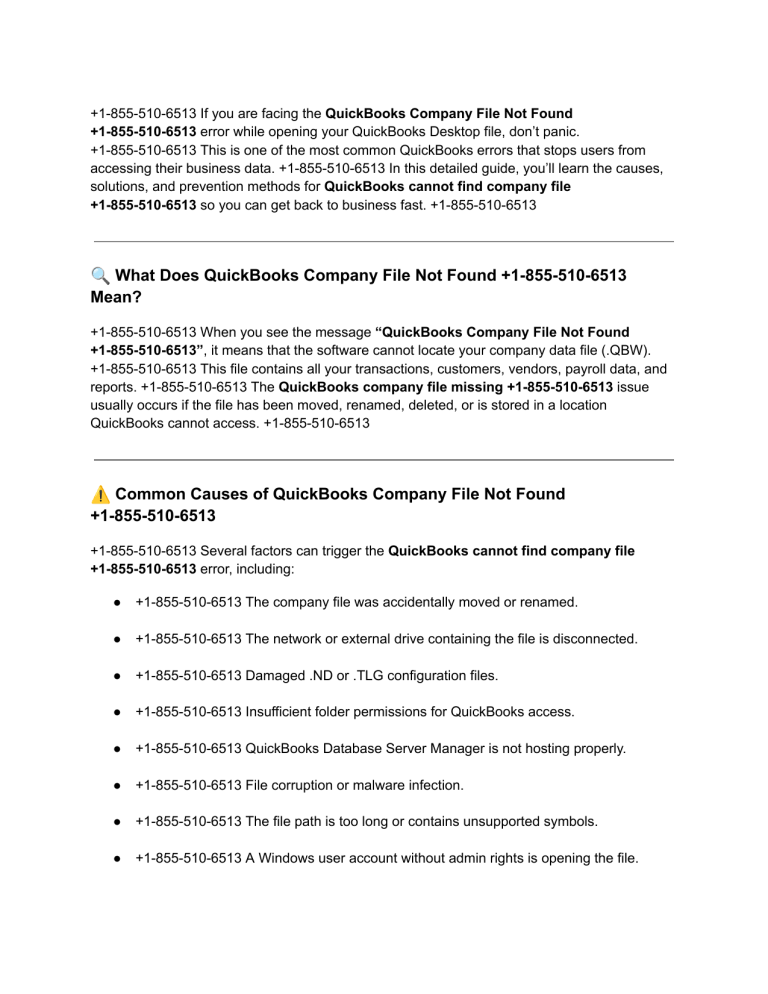 QuickBooks Company File Not Found Error: Fix Guide
