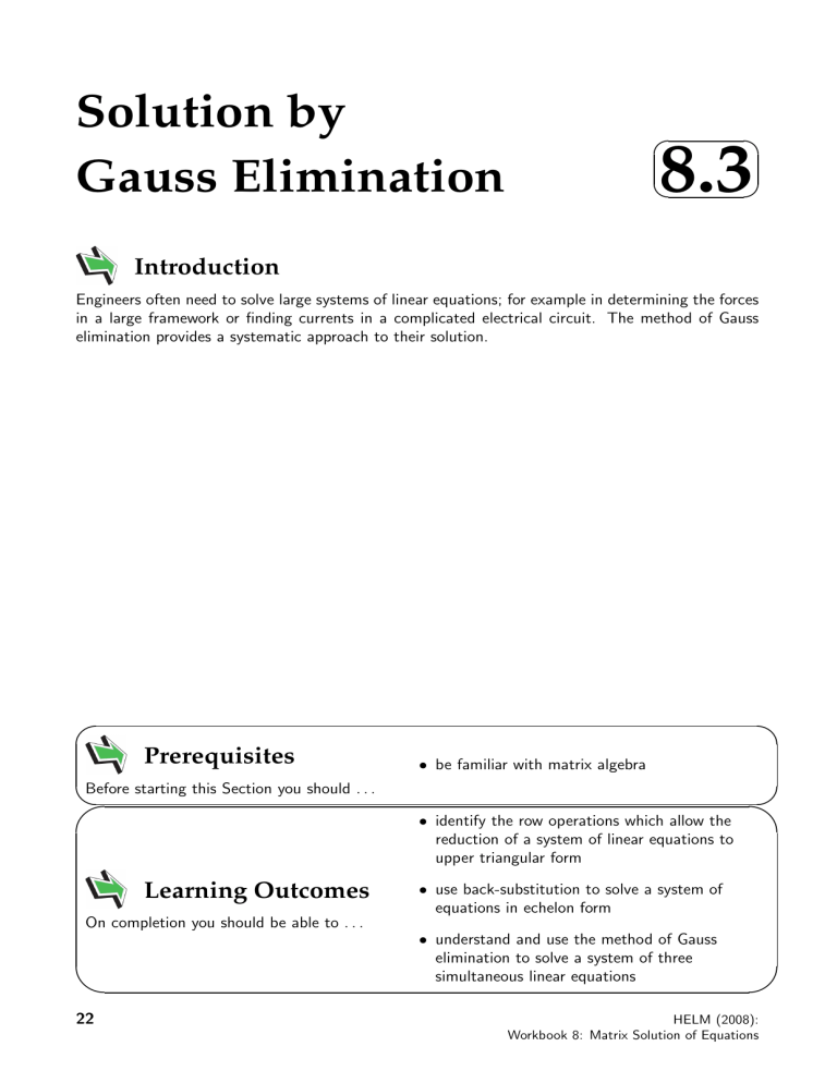 Gauss Elimination Method for Linear Equations