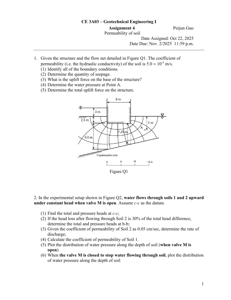 Geotechnical Engineering: Soil Permeability Assignment