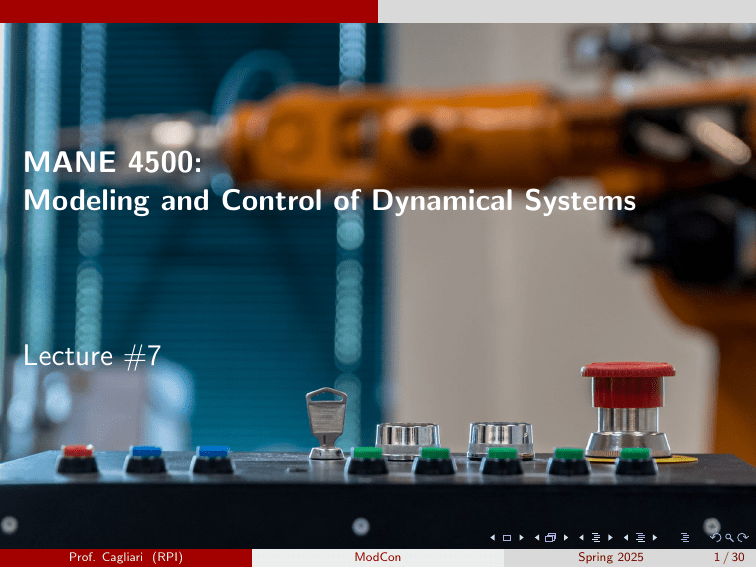 Dynamical Systems Control: Time Response Analysis