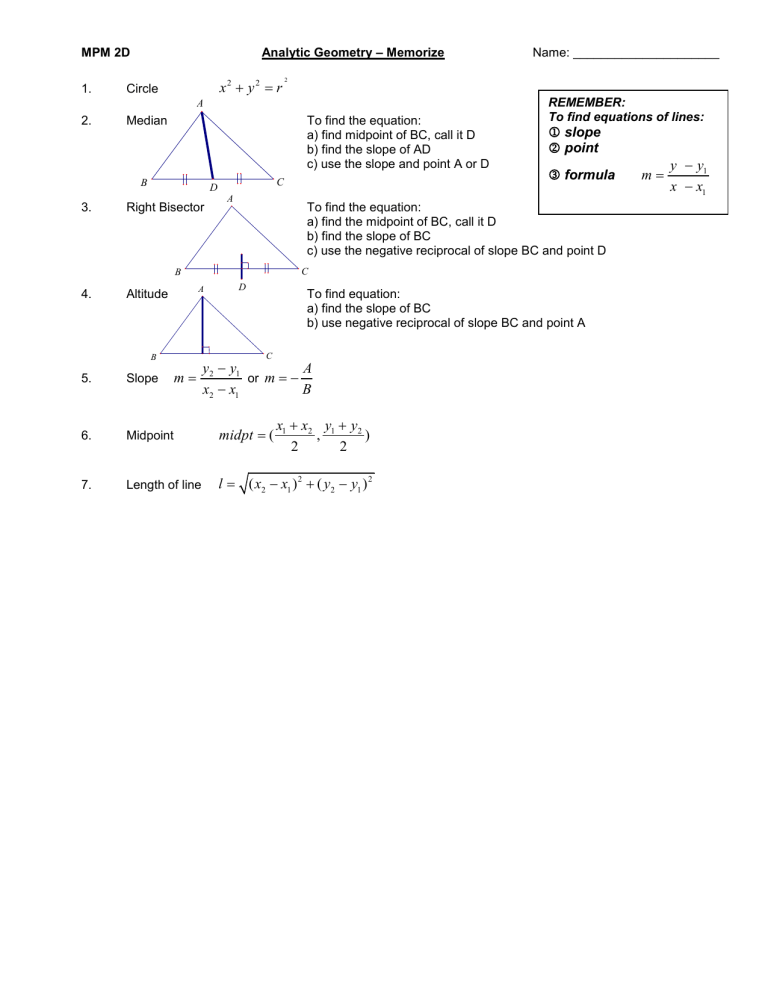 Analytic Geometry Cheat Sheet: Formulas & Concepts