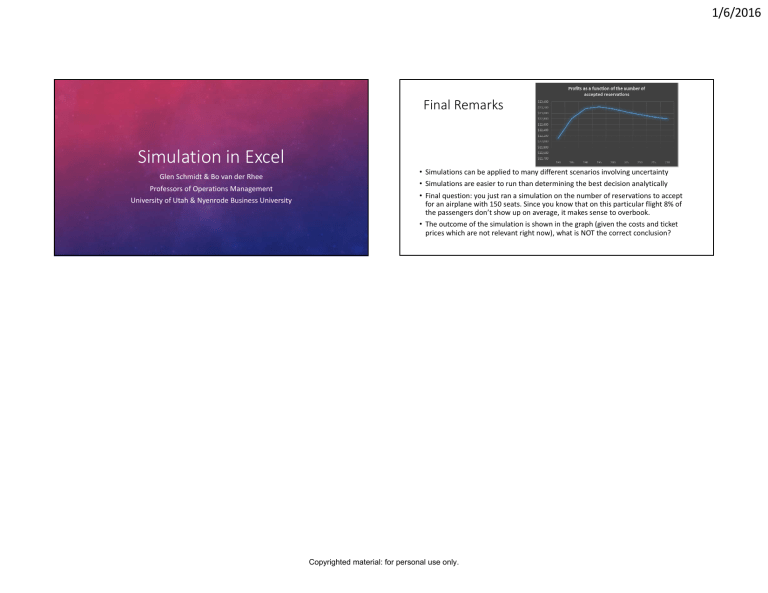 Simulation in Excel: Overbooking Optimization