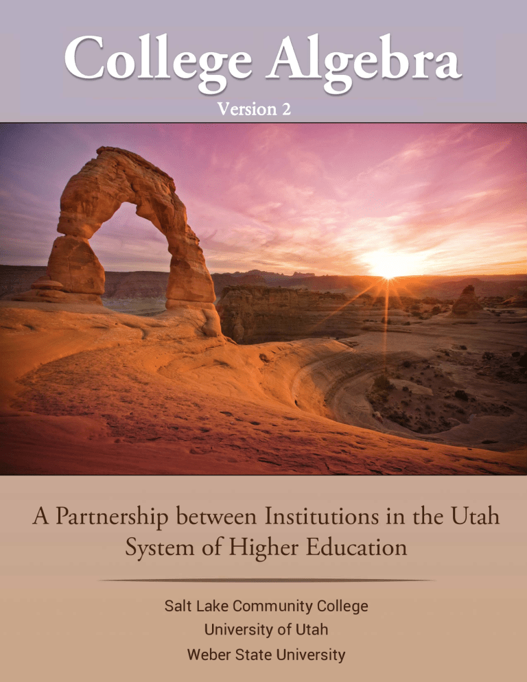 College Algebra Textbook - Functions, Polynomials, Logarithms (OER)