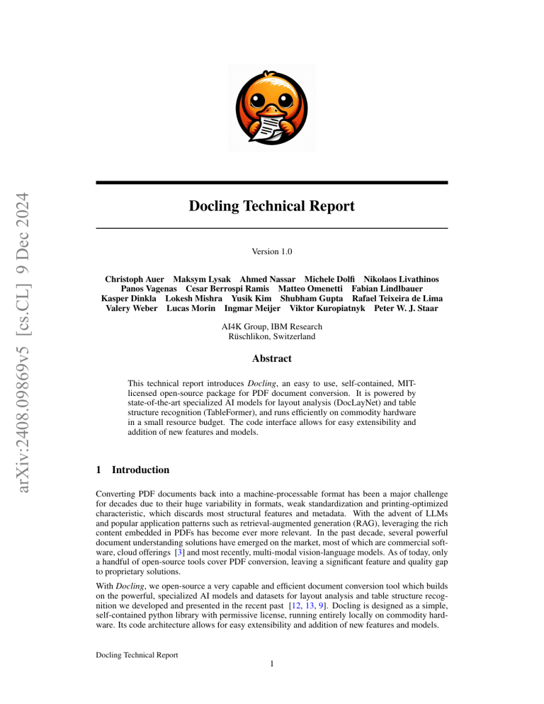 Docling: Open-Source PDF Conversion with AI Layout & Table Analysis